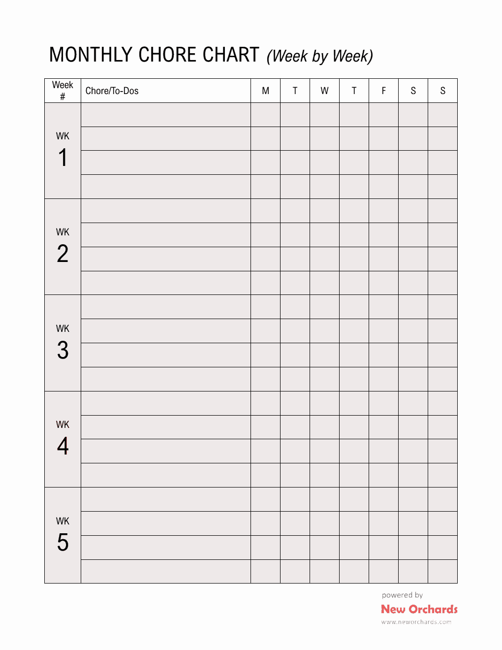 Weekly Chore Chart Template (Word)