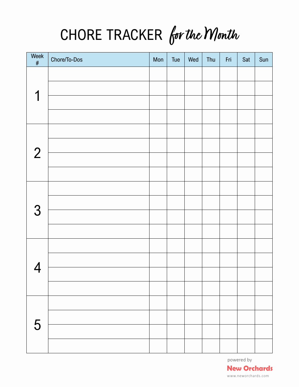 Chore Board Template (PDF)