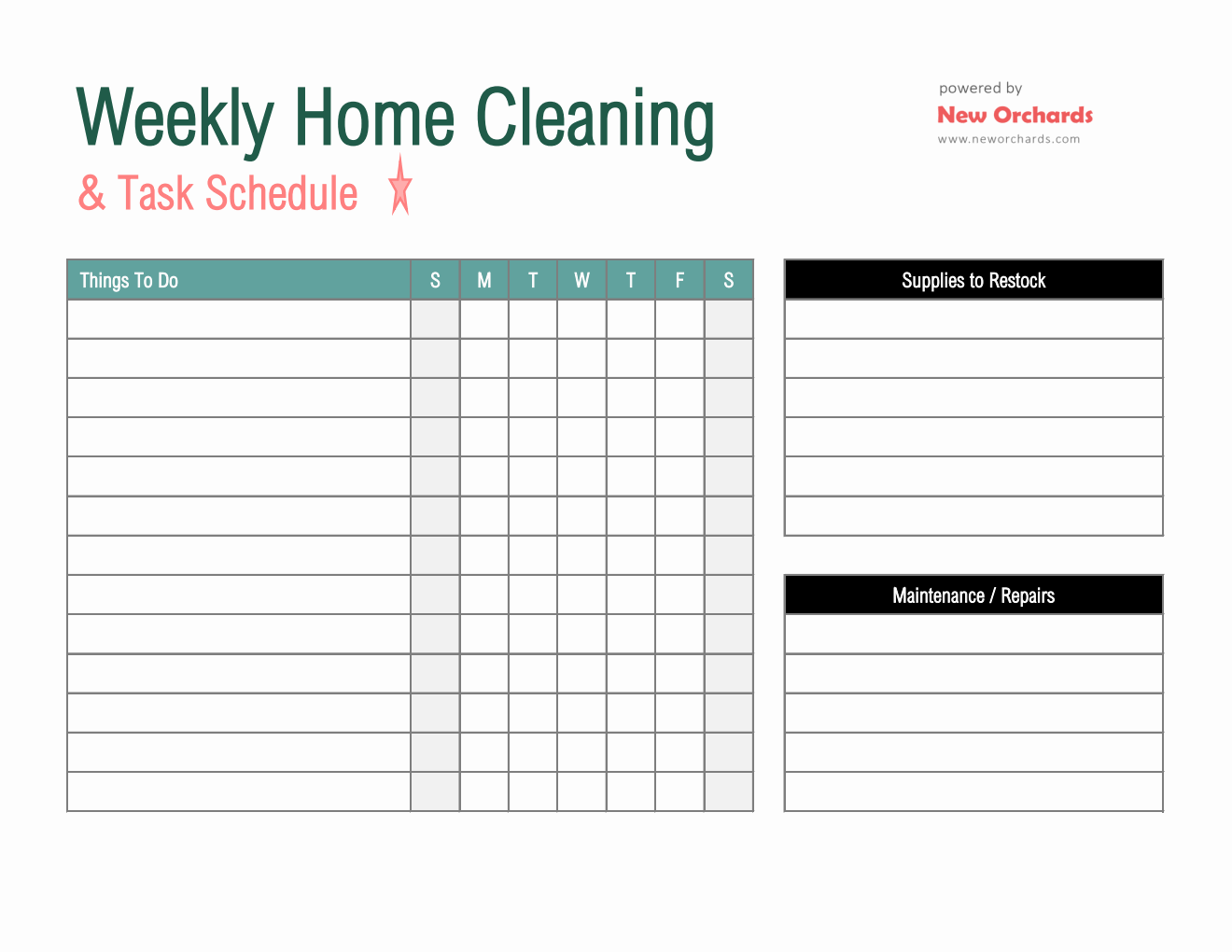 Weekly Home Cleaning And Task Schedule Template (Word)