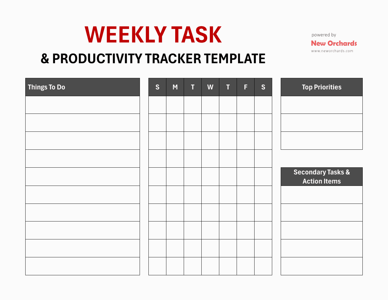 Weekly Task And Productivity Tracker Template (Excel)