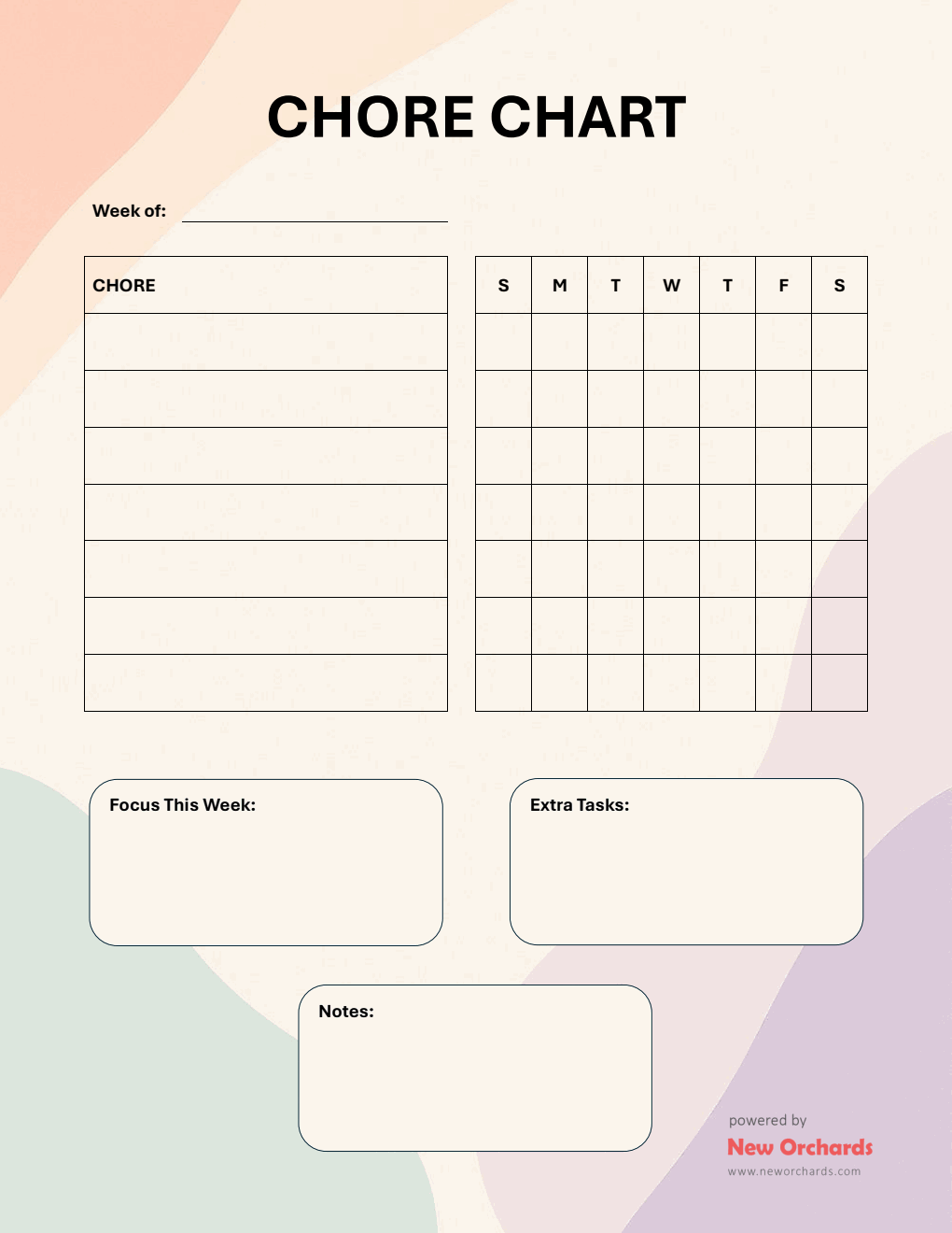 Printable Chore Chart Template (PDF)