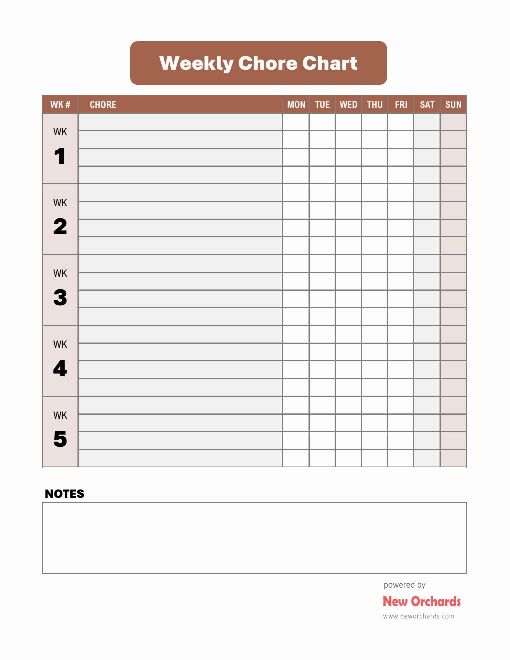 Weekly Chore Chart Template (Word)