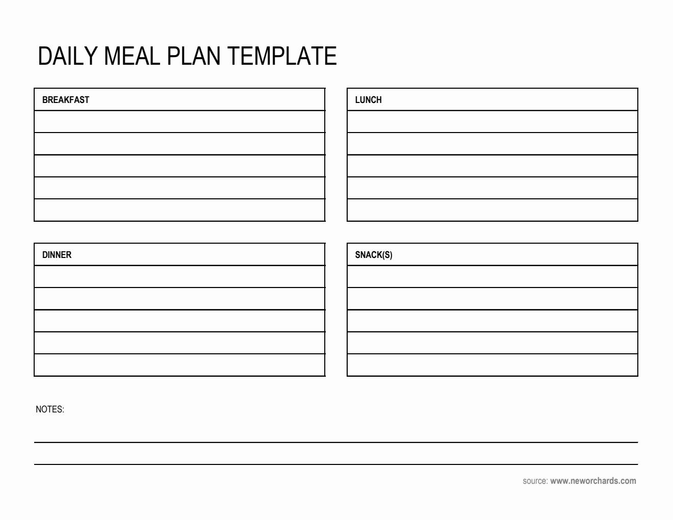 Printable Daily Meal Plan Template In Excel Printable Daily Meal Plan Template In Excel