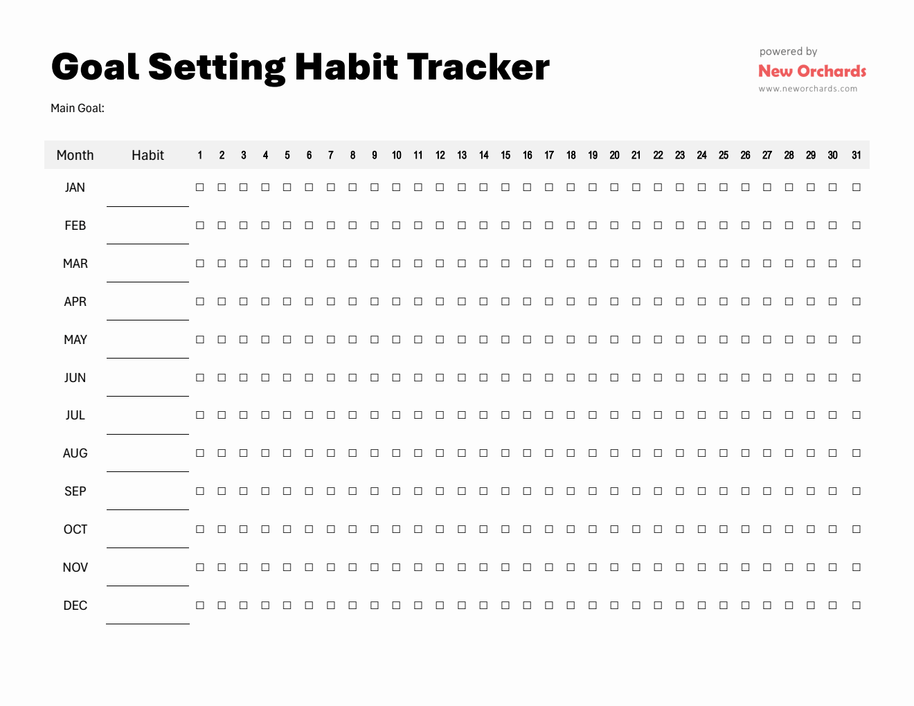 Free Word Habit Tracker Journal Templates