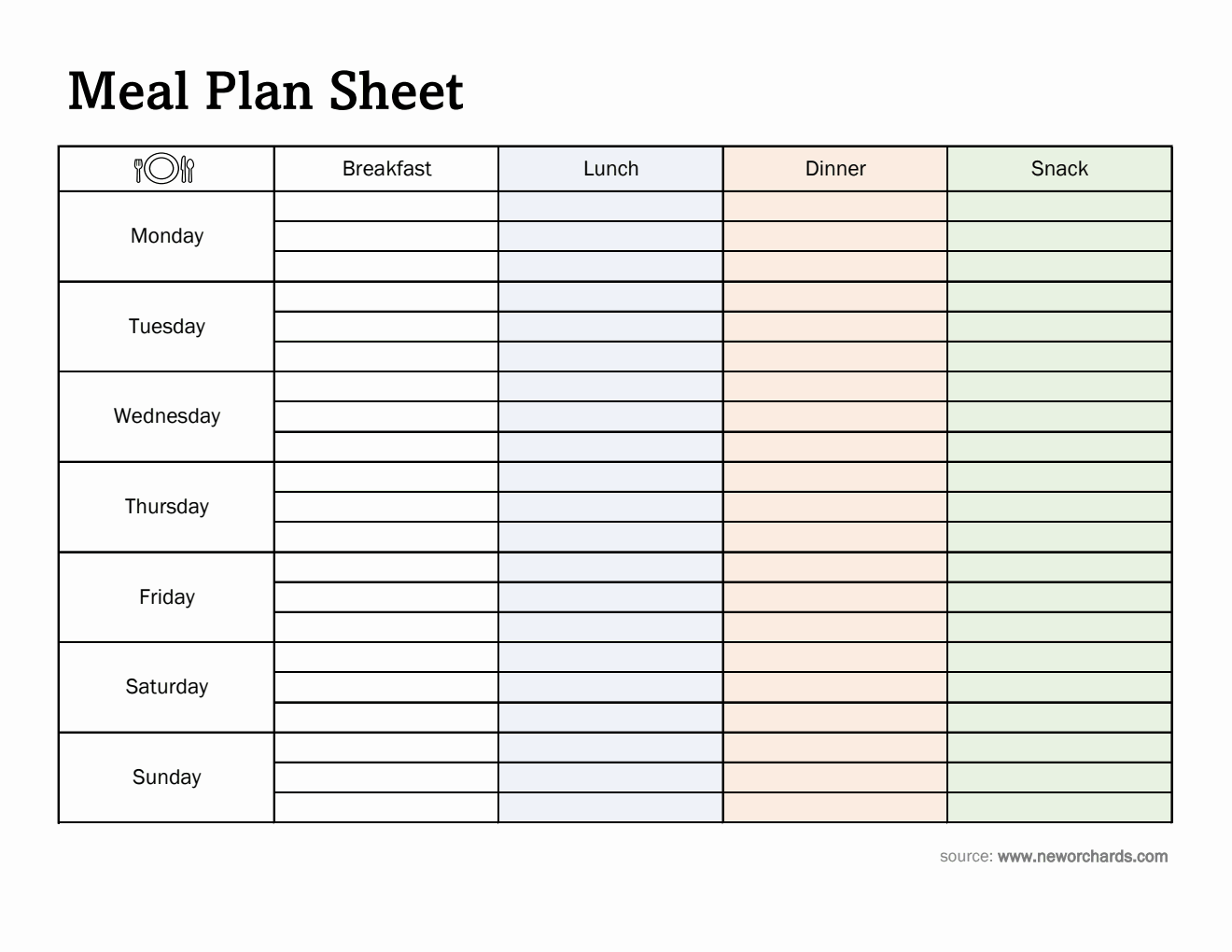 Free Downloadable Meal Plan Sheet In Excel Format Free Downloadable Meal Plan Sheet In Excel Format