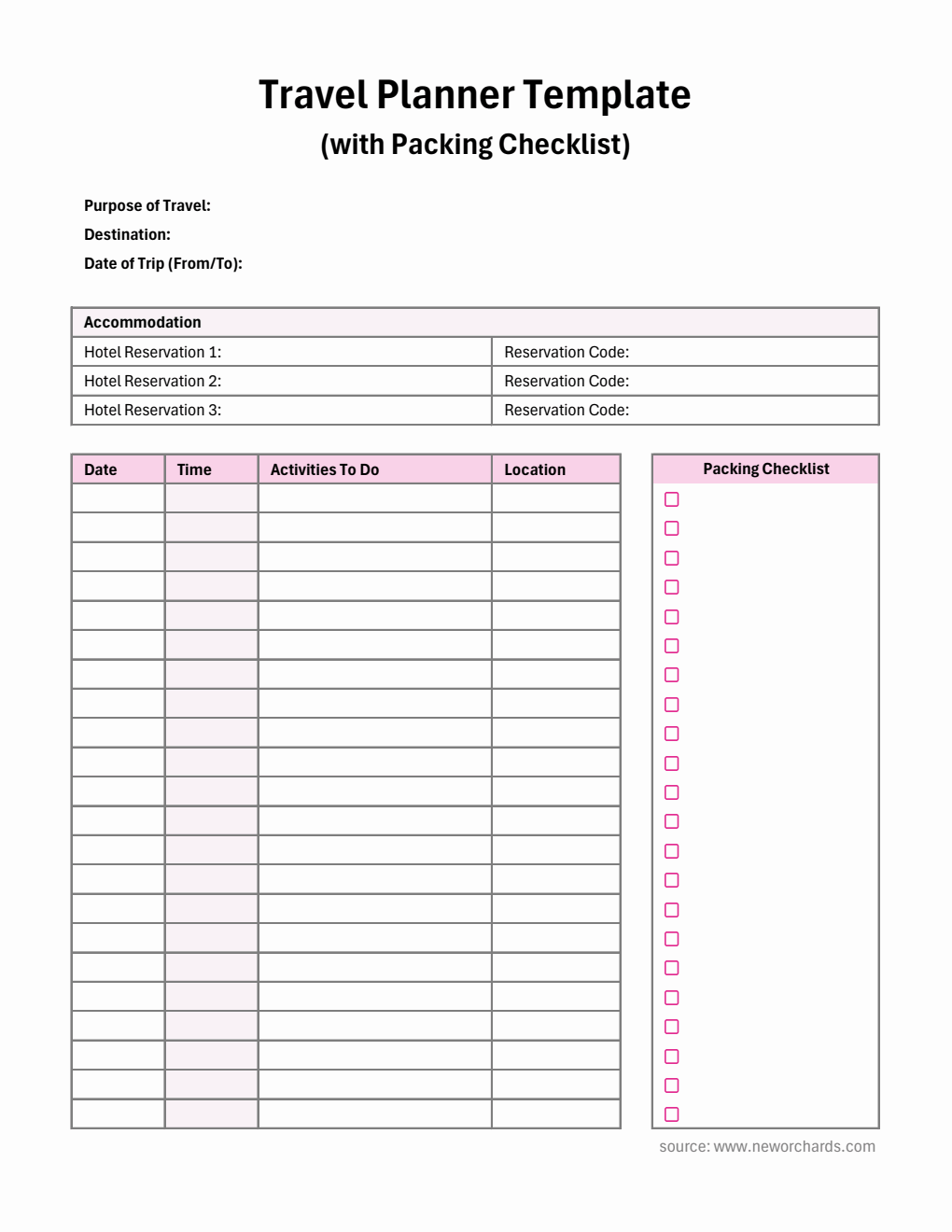 Free Travel Planner Templates PDF Word Excel Free Travel Planner Templates PDF Word Excel